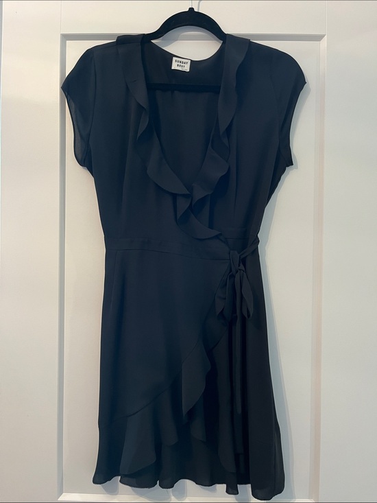 Sunday Best | Dresses | Sunday Best Black Ruffle Wrap Mini Dress | Poshmark